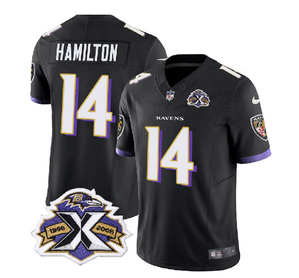Men's Baltimore Ravens #14 Kyle Hamilton Black 2023 F.U.S.E With Patch ...