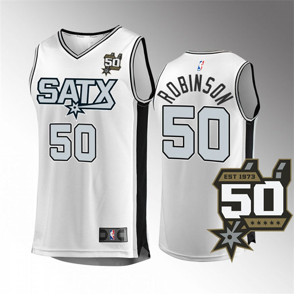 Mens San Antonio Spurs #50 David Robinson White Alternative 2022-23 ...