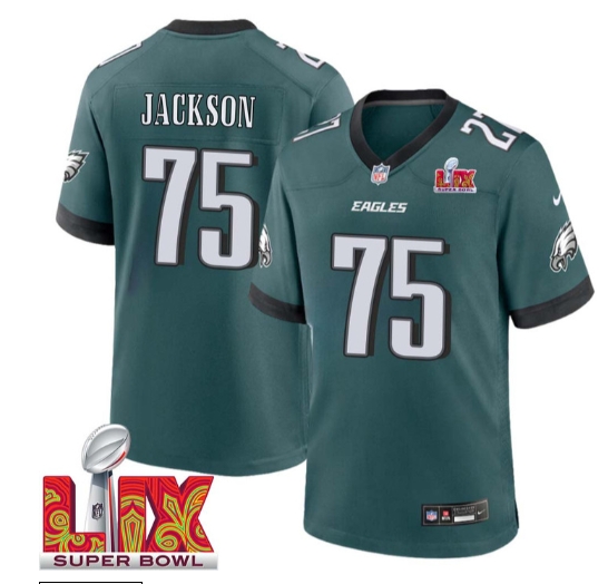 Tarron Jackson No 75 Men Super Bowl LIX Philadelphia Eagles Home Game ...