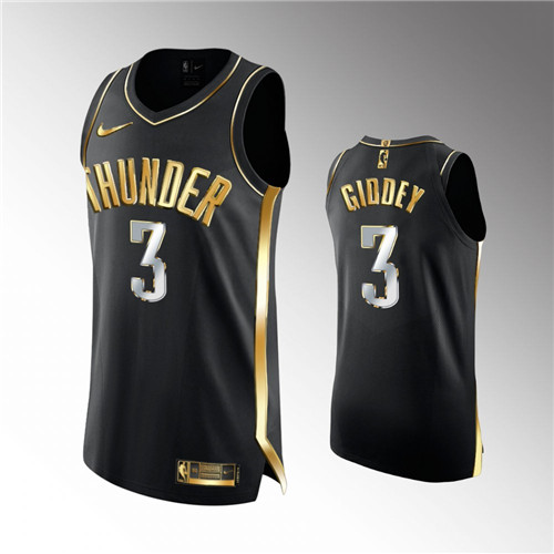 Oklahoma City Thunder Josh Giddey Golden Edition 2021 Draft Black Jersey #3